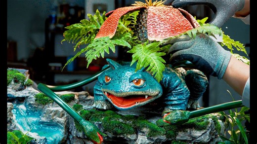 Building a functional Bulbasaur diorama: 3D pen art, mist sprayer & living plants!
