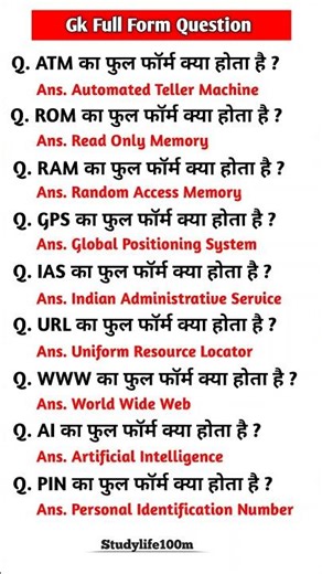 GK Full Form Questions | Most Important Full Form GK | Competitive Exams #shorts #gkquestion