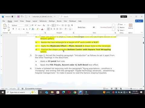 Shelly Cashman Word 365 | Modules 1-3: SAM Capstone Project A | Mount Wells Medical Center