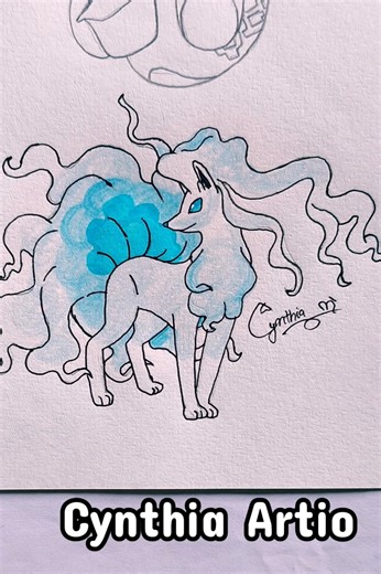 Drawing Alolan Ninetales #shorts#drawing#pokemon#anime#ninetales#alolanninetales#how#howto#howtodraw