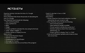Flowchart Activity:Calculate the Area of a TriangleInstruct... | Filo