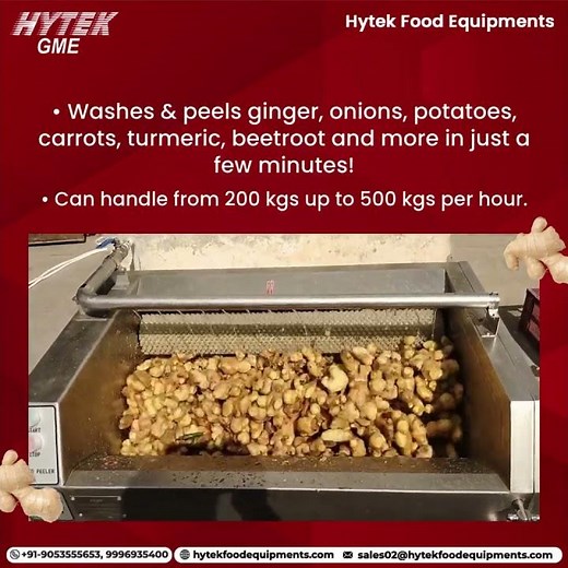 Stop Wasting Time! Peel Ginger & Root Veggies FAST with Hytek’s Washing & Peeling Machine!