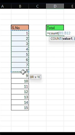 Count Formula In Excel #excel #viralshorts #shorts #shortsviral #excelshortcuts #exceltricks #yt #1m