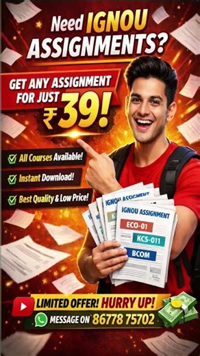 IGNOU Assignments Just ₹39 😱 | All Courses | Instant Download 🔥