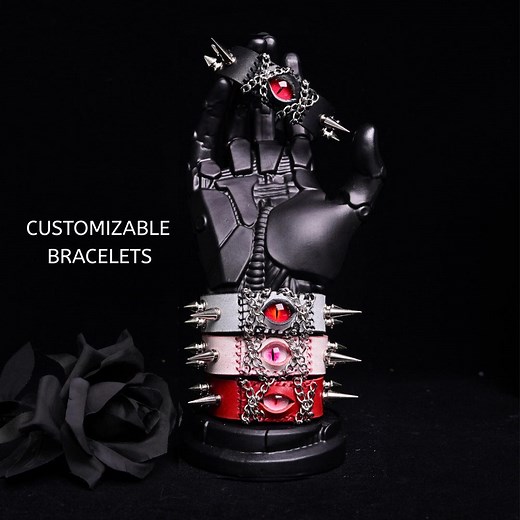 Custom Gothic&punk Personalized Leather Bracelet – Spiked Wristband With 60 Eye Designs – Goth, Punk, Alt Fashion Gift - Etsy