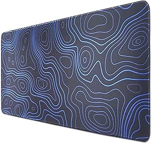 Large Mouse Pad for Desk, Big Gaming Mouse Pad,31.5x11.8 inch,Contour Line,XL Desk Pad, Non-Slip Desk Blotter,Laptop Desk Pad,Water Proof Desk Writing Pad for Office Home (L-Blue)