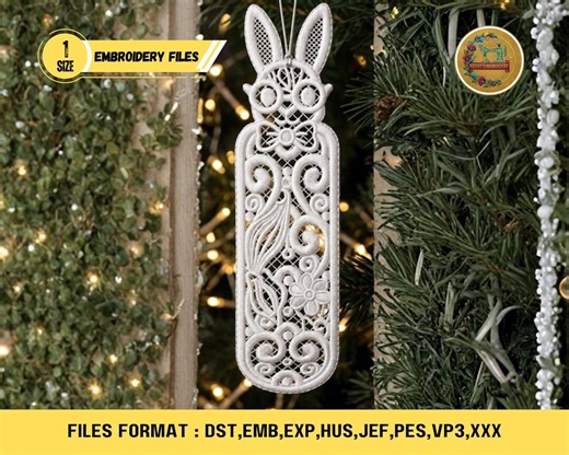 FSL Bunny Bookmark Embroidery Design, Free Standing Lace Bookmark, Easter Rabbit Bookmark File, Machine Embroidery Pattern Instant Download - Etsy