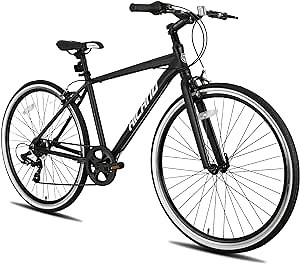Hiland 700C Wheels Hybrid Bike for Mens and Womens, Step-Over or Step-Through Frame, Urban Commuter Bike, 7 Speeds Road Bicycle for Adult