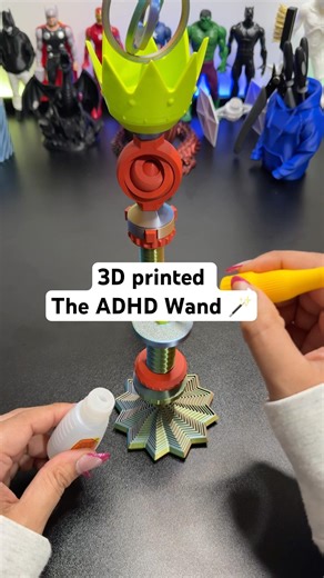 3D printed The ADHD Sceptor 🪄8-in-1 fidget wand, 3D printed.Assembling is so satisfying #adhd
