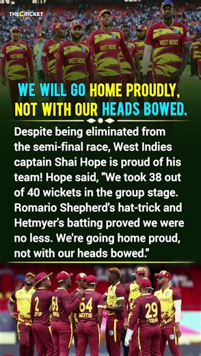 Shai Hope Proud Statement After Elimination #t20worldcup2026 #super8 #indvswi