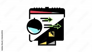 Procurement Process color icon animation. Procurement Warehouse And Contract, Purchase Requisition And Budget Approval