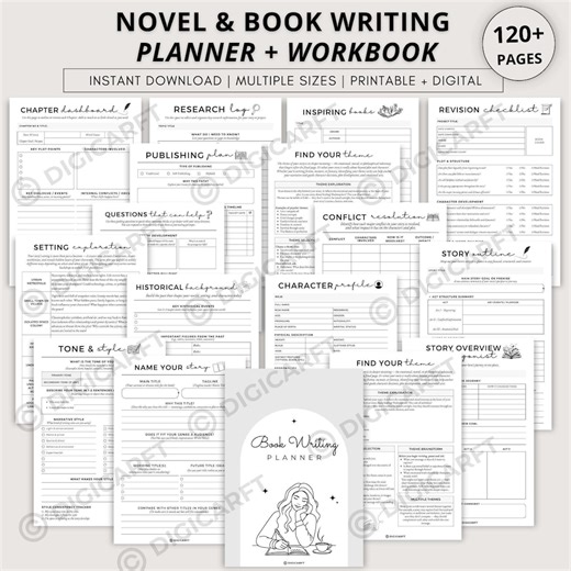 Novel Writing Planner Template Printable,self Publishing Book Writing Fantasy Planner,plot Development Workbook for Authors,writing Trackers - Etsy