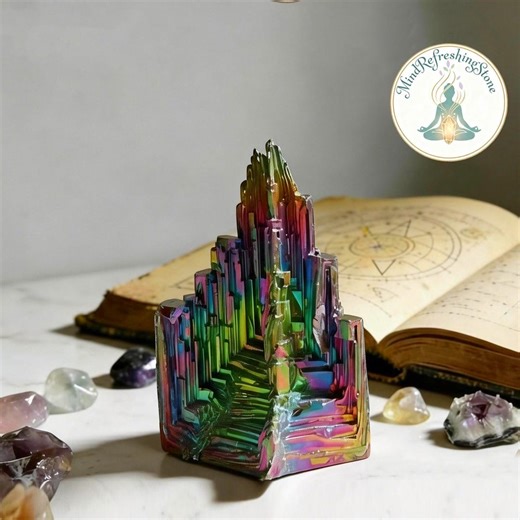 Rainbow Aura Bismuth Pyramid Cluster – Magical Geometry for Sacral Chakra & Transformation, Unique Mineral Specimen - Etsy Canada