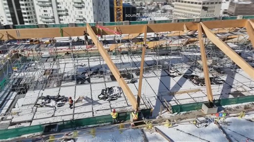 Skylight framework complete at former Bay building