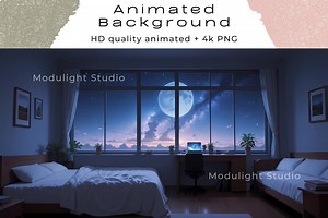 Starry Night Vtuber Animated Background | Cozy Anime Bedroom With Light Particles | Seamless Loop Video - Etsy