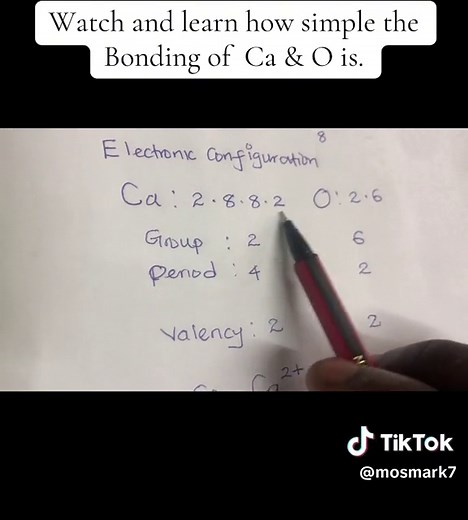 CHEMISTRY: Calcium (Ca) & Oxygen (O) combine chemically by ironic type of bonding. By definition, calcium loses 2 electrons (as its Valency) to become ve charged and attain stability having full electrons of 8 in it’s outermost shell, the name changes to Calcium iron. Oxygen gains the 2 electrons to have a full complete electronic shell 8 electrons and becomes -ve charged, the name changes to Oxygen iron. Together they form a compound called Calcium Oxide iron (CaO). Hence, Ca O —> CaO.