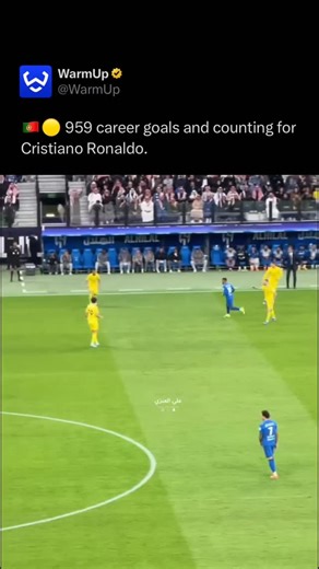 WarmUp on Instagram: "🙌 Cristiano Ronaldo inched closer to history today, netting his 959th career goal during Al Nassr’s pivotal Riyadh derby against Al Hilal. The Portuguese icon broke the deadlock in the 42nd minute, capitalizing on a clever assist from Kingsley Coman to tap home the opener. Now sitting just 41 strikes shy of the mythical 1,000-goal mark, Ronaldo’s finish highlighted his enduring predatory instincts, though his effort wasn’t enough to prevent a 3-1 defeat after Al Nassr was