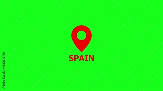 Green Screen Map Marker Spain Location Pointer location Spain red pointer travel