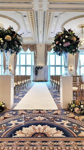Yesterday's setup at @trumpturnberryscotland Decorated with Charlotte arrangements on glass trumpet vases, gold candelabras with charlotte floral rings. Monogram backdrop abd top table runner. Suppliers Celebrant George the humanist @POV Wedding Celebrant Photography- Dream Day Photography Videographer- Stardust wedding films Content creator - thatmagicmoment @tmm ✨| wedding content creator Make up - Kirsty Martin MUA Hair - Hairbybellalorena Dress/veil - Avorio Band - The soul kings and djpaddy