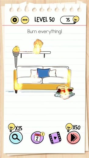 Brain Test Level 50 Burn everything