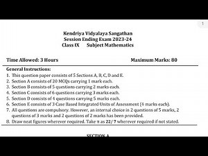 CLASS-9 MATHS / SEE 2024 / Annual Exam Question Paper / TERM-2/ KV CBSE / Kendriya Vidyalaya