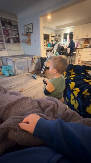 He took the remote for the millionth time. Usually he is able to change the show and turn it up high. Don’t worry he scream cried at me when I took the remote back. It already has puff dust in it. #toddlerlife #Mom #fypageシ #momlife #reelsfypシ | The Dull Life of the Robinson’s Household