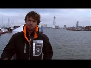 Boat Captain Simon Clarke explaining the problems onboard HUGO BOSS