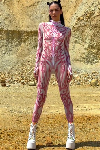 Pink Mesh Burning Man Costume Woman, Festival Outfit Women, Sheer Catsuit, Tribal Rave Clothing, Psychedelic Mesh Costume, Rave Outfit Woman - Etsy
