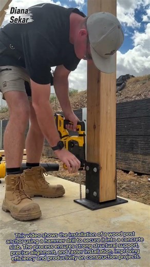 Wood Post Anchor Installation with Hammer Drill | Strong Concrete Base