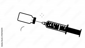Injection, Medical syringe icon animation, cartoon. Illustration of Immunization, Vaccination, Healthcare concept in icon style. Alpha channel.