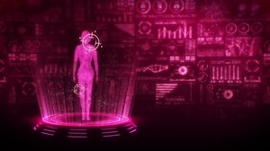 Virtueller Körper Der Frau Animation Des Menschlichen Medizinischen Hologramms Grafik