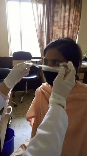 Evaluation of proptosis using Hertel exophthalmometer!!