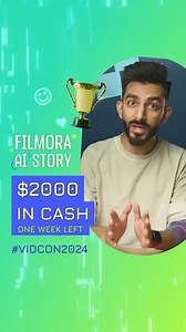 1.1K views |  VidCon may be over, but the excitement isn't! Our #FilmoraAIStory Challenge is still going strong, and there's just ONE WEEK LEFT to win a total of $2000!  To participate, simply use the hashtag #FilmoraAIStory in your creative video for a chance to win. Click the #linkinbio for more details. #MadeWithFilmora #ContentCreators #VidConAN24 | Wondershare | Facebook