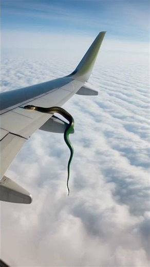 Snake climbing the plane wing 😱 | snake on aeroplane | #snake #python #shorts