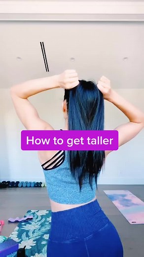 How to get #taller! #stretching #stretches #pilates #howtobetaller #howtogettaller #posture #posturecheck #posturetips #posturecorrection #fitgirl