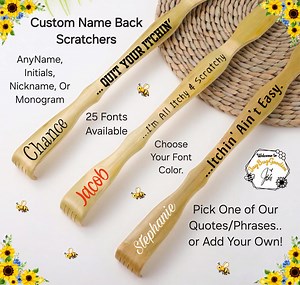 Bamboo Back Scratcher, Custom Name, Personalized Quote, Long Handle, Solid Wood, Sturdy, Stocking Gift, Her, Him, Kids, Christmas, Halloween - Etsy