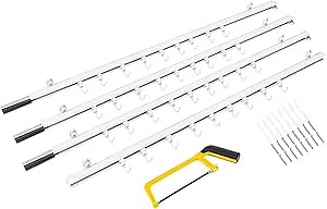 Ceiling-mounted Curtain Track Kit, 9-12ft Scalable Length Wall Mount Curtain Rail System, Aluminum Alloy+Plastic+Steel Heavy-duty Curtain Track Set w/Hooks for Grommet/Pleated Drape, Room Divider