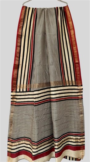 Traditional Handblock printed Maheswari silk saree.