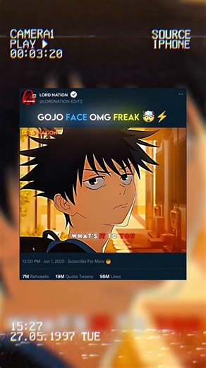 GOJO FACE FREAKY 🤪🔥 #jujutsukaisen #jjk #gojo #megumi #anime #shorts