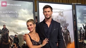 Loved up! Chris Hemsworth and Elsa Pataky at 12 Strong premiere