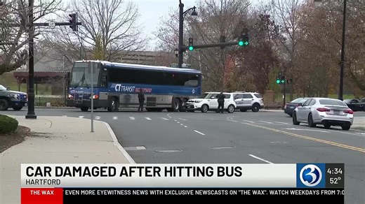 Car collides with CT Transit bus in Hartford