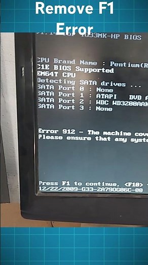 How to remove F1 error on computer start screen. F1 error 100% solution