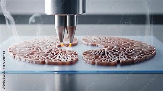 Bioprinting machine assembling a complex cellular structure for a kidney organ, a revolutionary process in regenerative medicine using advanced three dimensional bio fabrication technology