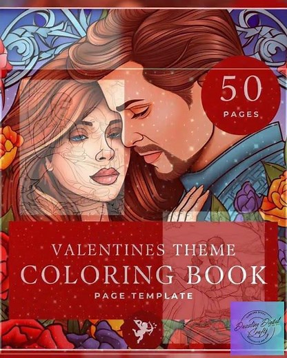 Valentine Coloring Book - 50 Pages of Printable Designs for Adults | Digital Coloring Fun & Relax...