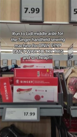 run to lidl for the Singer handheld sewing machine for ONLY £7.99 so cheap and good!