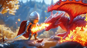 cartoon character cute games the knight fights Video 4K