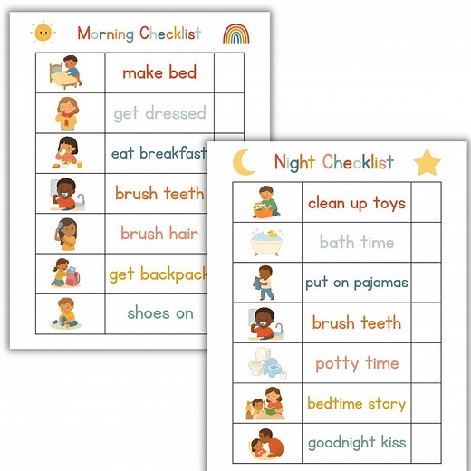 Morning Routine Checklist, Bedtime Routine Kids, Printable Responsibility Chart, Visual Schedule for Kids Toddler Chore Chart,kids Chart,pdf - Etsy Australia