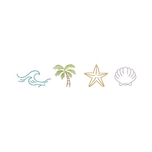 Summer Wave Palm Tree Starfish Seashell Machine Embroidery Design for Embroidery Machines - Etsy