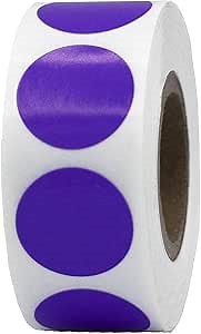 Purple Semi-Gloss Round Stickers, 3/4" Inch, 500 Labels per Roll - Perfect for Color Coding, Inventory Management, and Custom Projects in Offices, Schools, and Homes