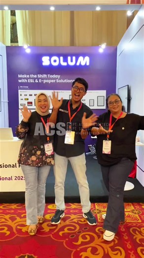 Recap ACS Group bersama SOLUM di Event Ritel Nasional 2025. Dengan Misi “Kebangkitan Ritel : Bertumbuh Bersama UMKM, bergerak ke Pasar Global” ACS Group bersama SOLUM menghadirkan solusi ESL (Electronic Shelf Label) label digital yang digunakan ditoko untuk menampilkan harga dan informasi produk secara elektronik dan dapat diperbarui secara otomatis dari server pusat. Solusi ini tentunya menghadirkan efesiensi di industri retail di indonesia. Untuk informasi lebih lanjut tentang ESL (Electronic 